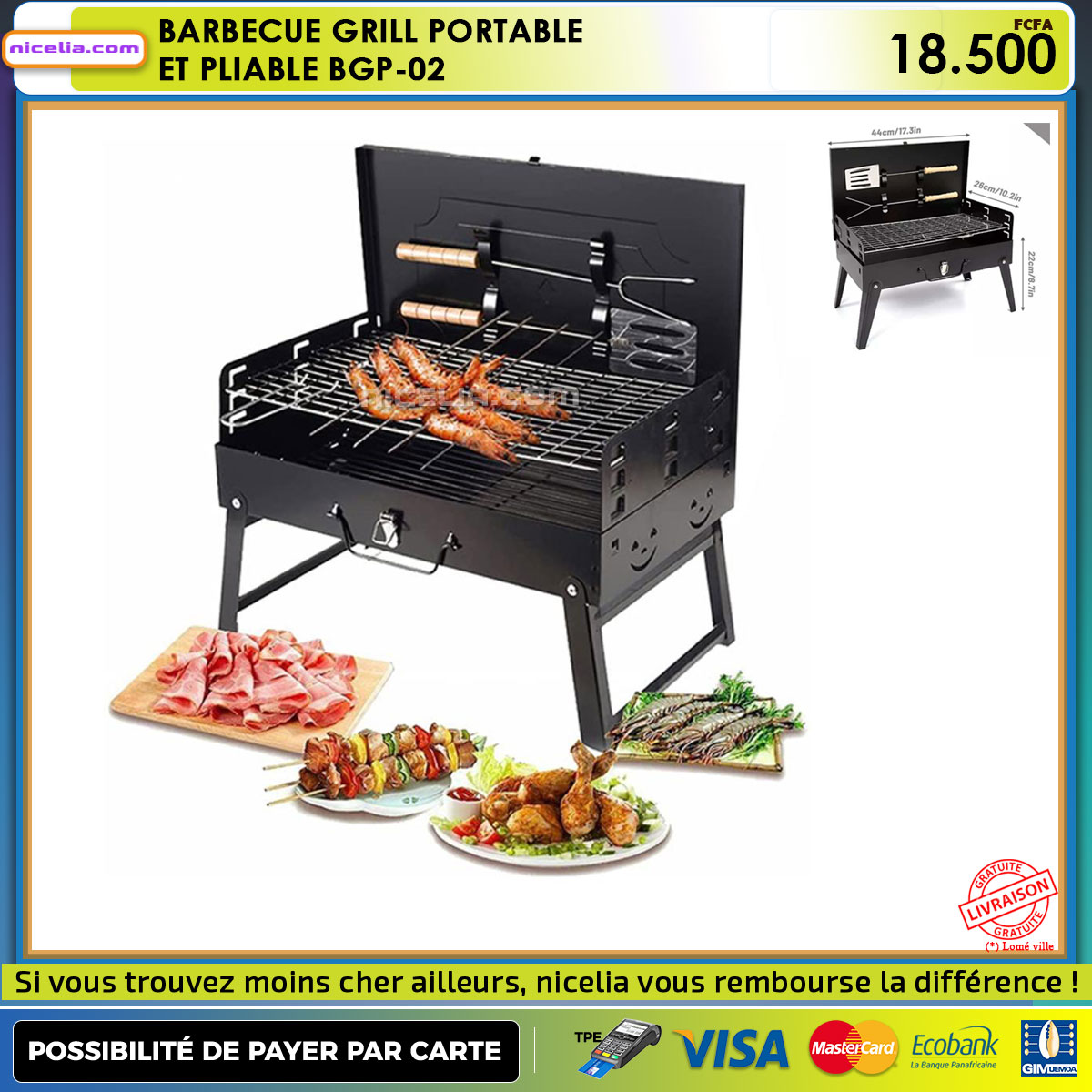 Barbecue grill portable et pliable BGP02