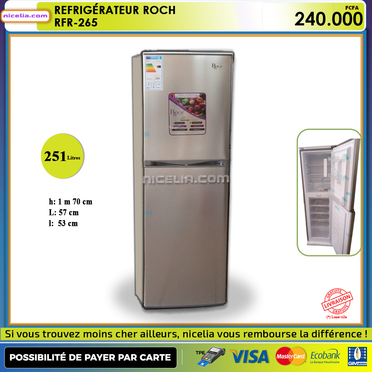 Réfrigerateur ROCH RFR 265