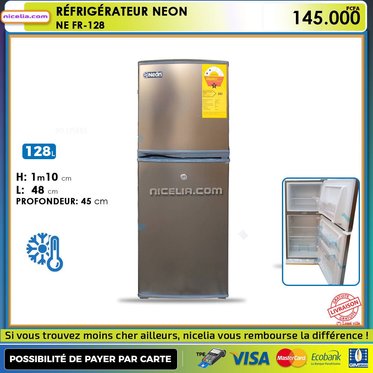 refrigerateur neon NE FR-128